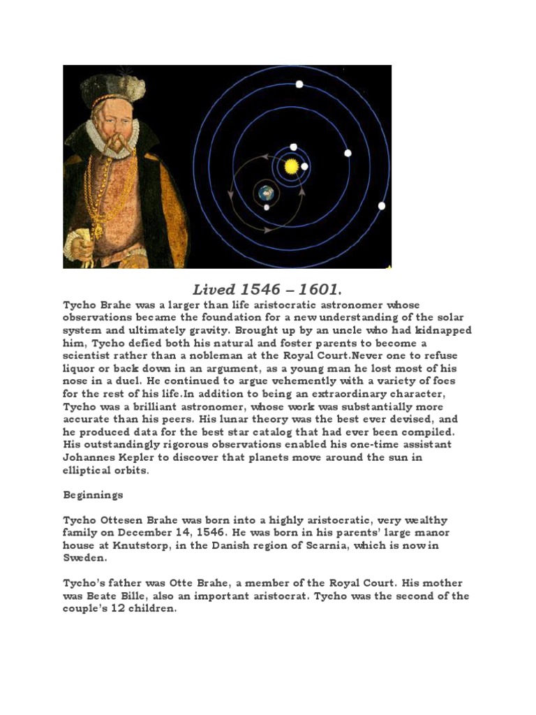 Lived 1546 - 1601 | PDF | Tycho Brahe | Astronomy