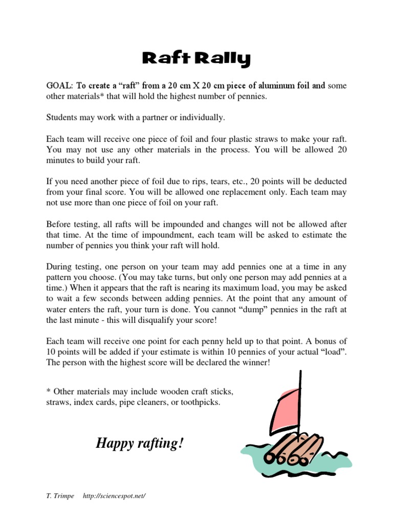 Raft Rally Challenge Instructions | PDF