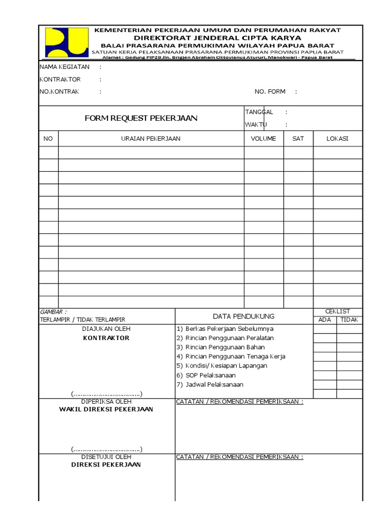 Form Request Mulai Pekerjaan | PDF