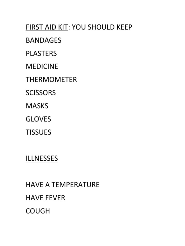 First Aid Kit: You Should Keep Bandages Plasters Medicine Thermometer ...