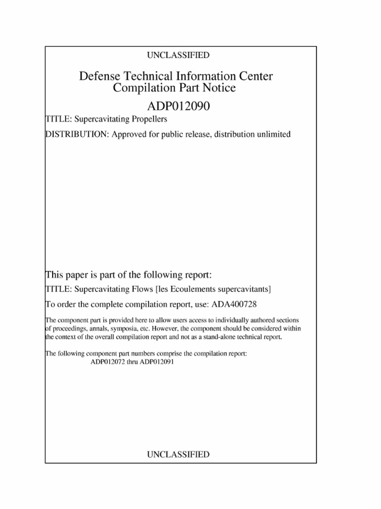 Supercavitating Propellers PDF | PDF | Propeller | Fluid Dynamics