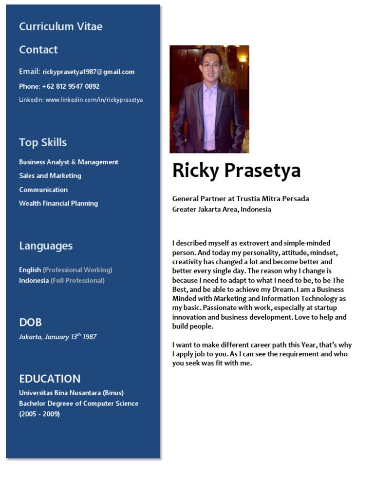 CV Ricky | PDF | Strategic Management | Sales