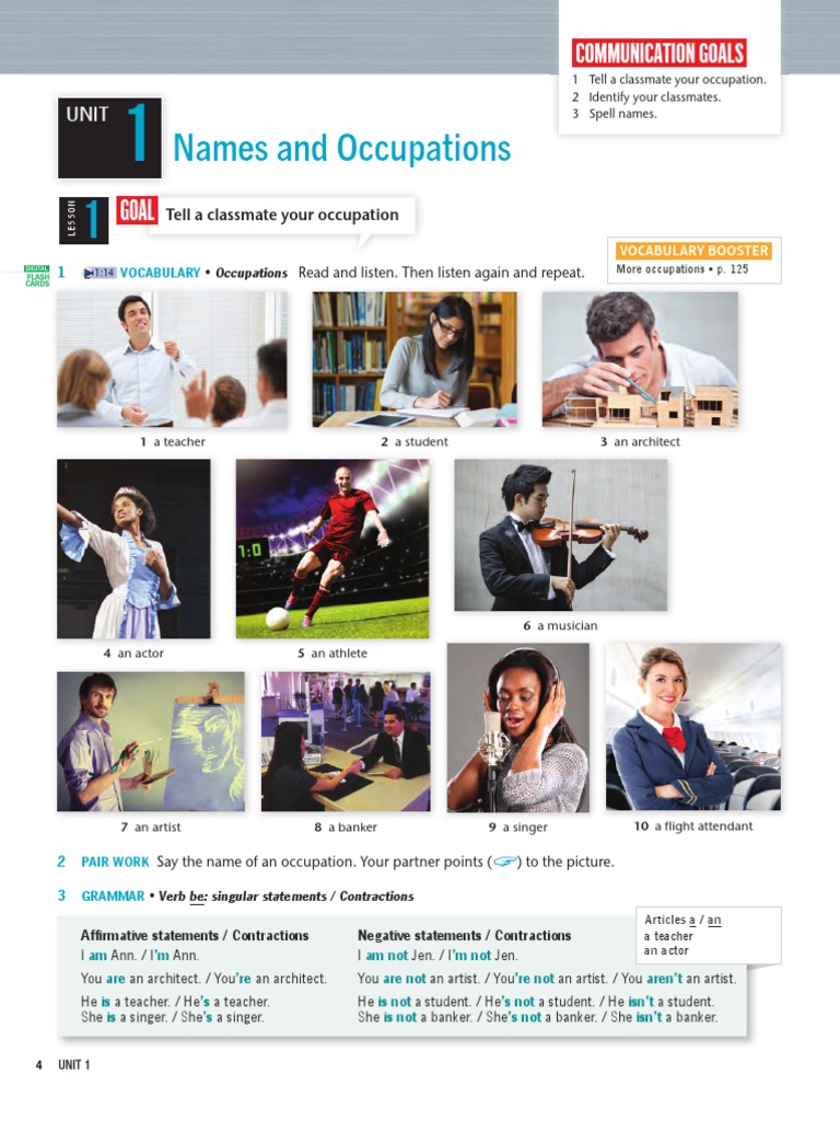Names and Occupations for Beginners | PDF | Letter Case | Grammatical ...