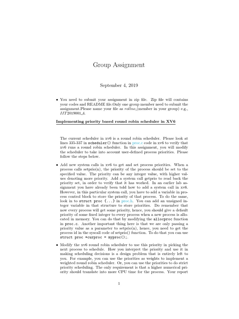 Group Assignment: September 4, 2019 | PDF | Scheduling (Computing ...
