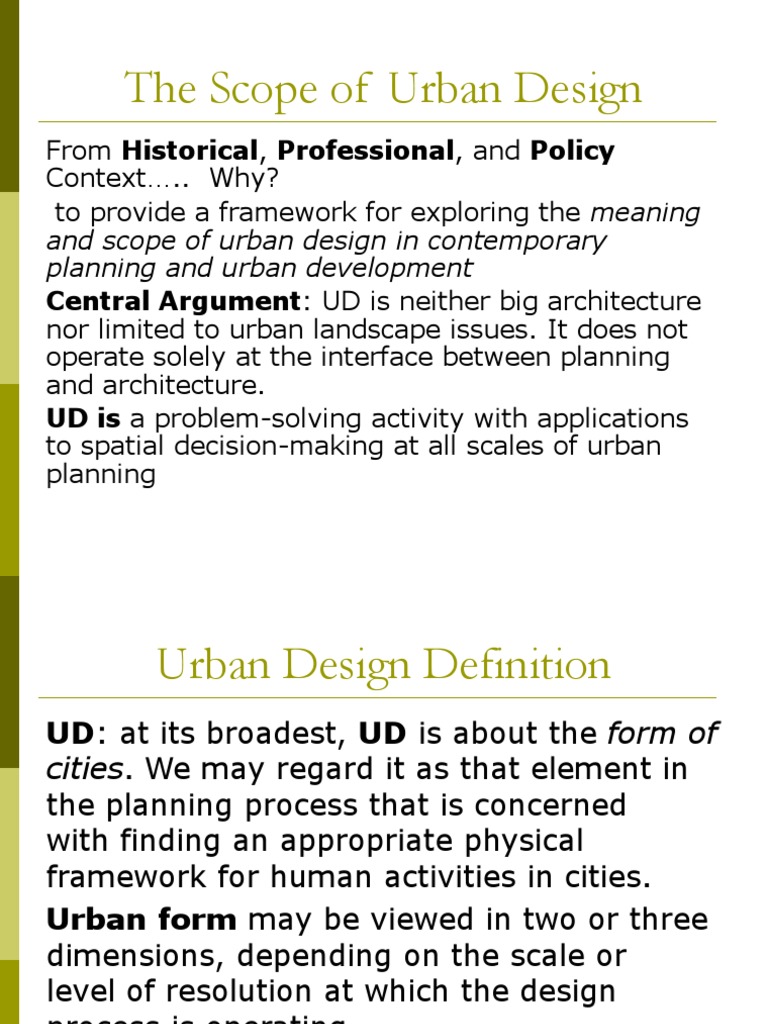 Understanding Urban Design Scope | PDF | Urban Design | Urban Planning