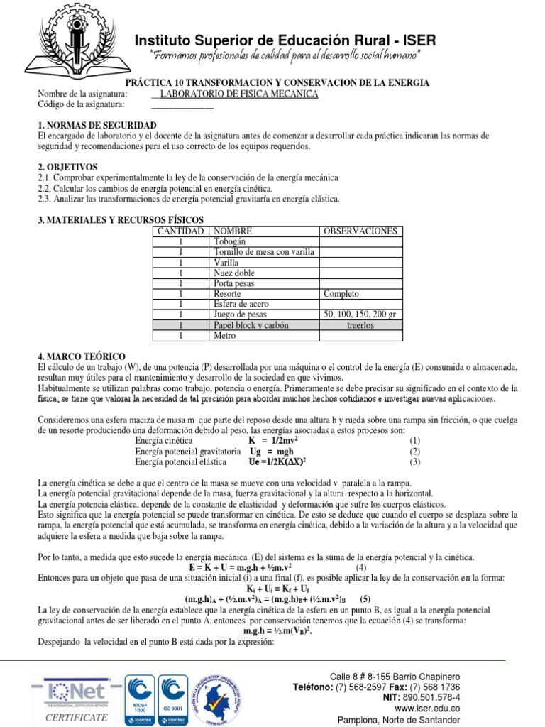 Conservación y Transformación de Energía | PDF | Energía potencial ...