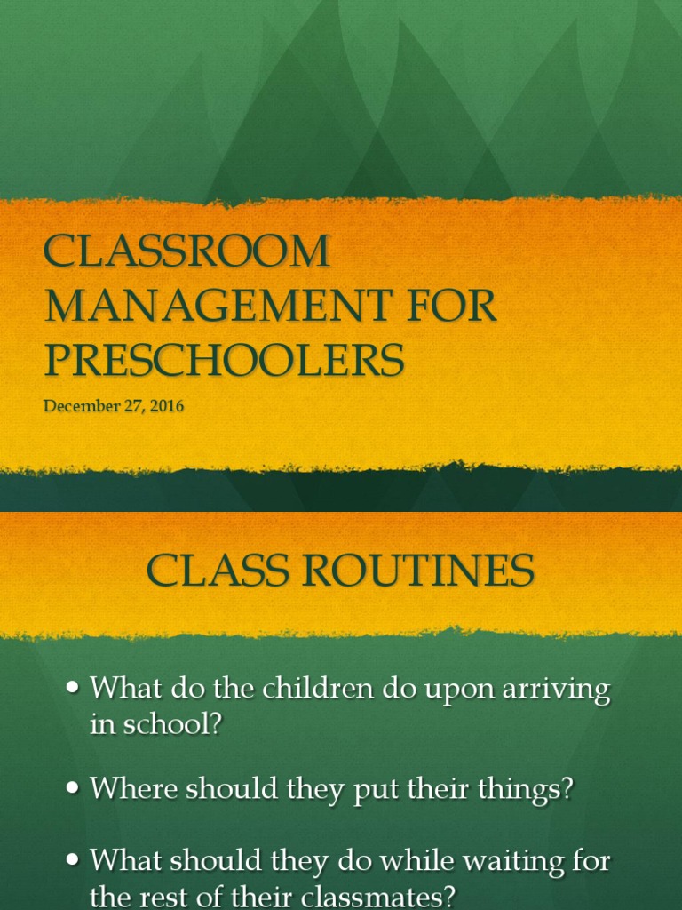 Preschool Classroom Management Guide | PDF | Classroom Management