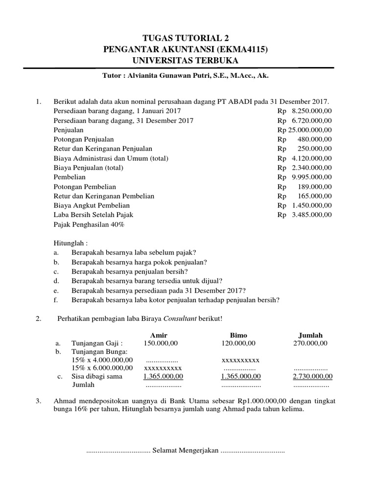 Soal Tt2 - Pengantar Akuntansi | PDF