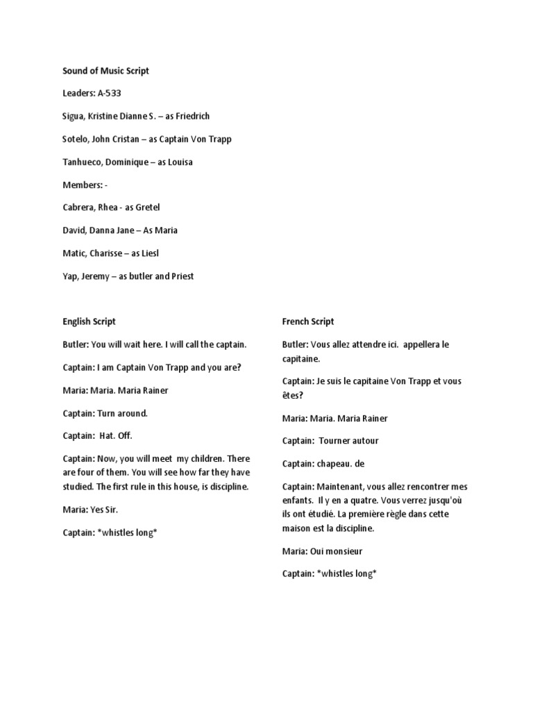 Sound of Music Script | PDF