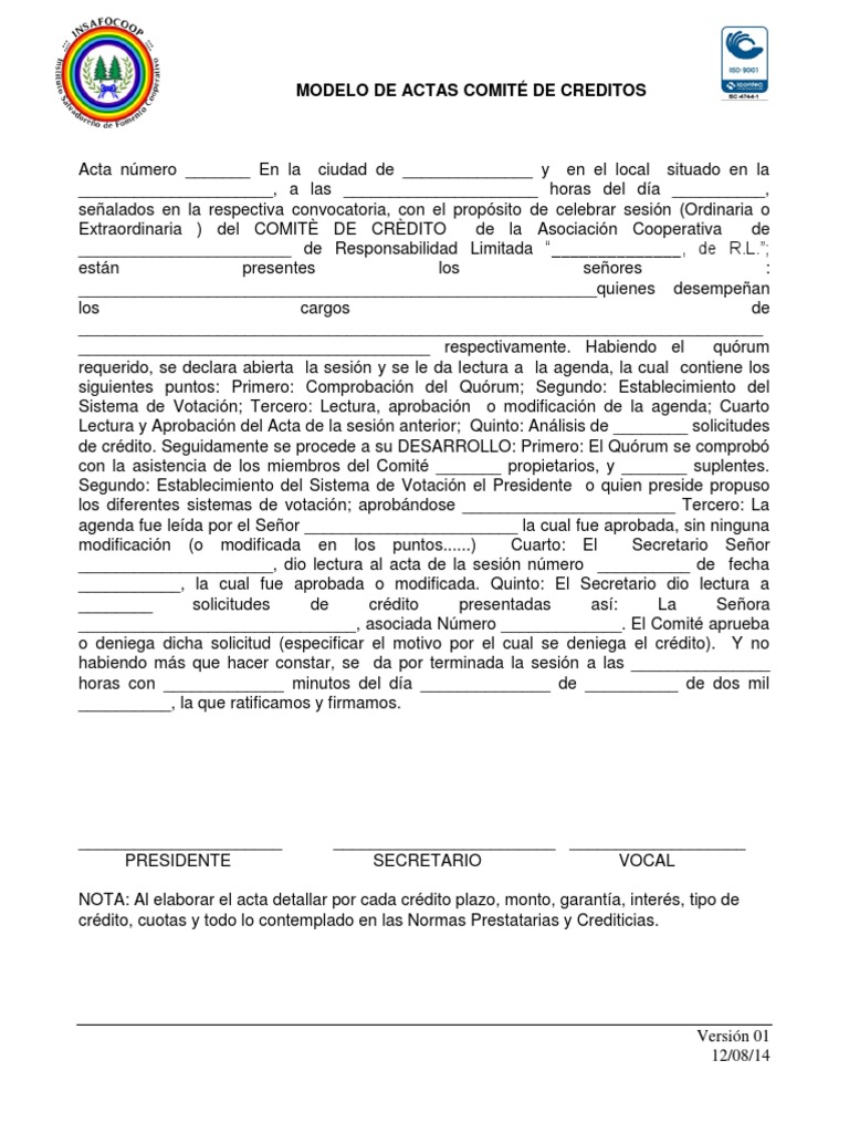 Modelo-de-Acta-Comite-de-Credito.pdf | Gobierno | Política