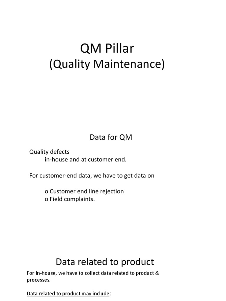 QM Pillar: (Quality Maintenance) | PDF | Data | Machines
