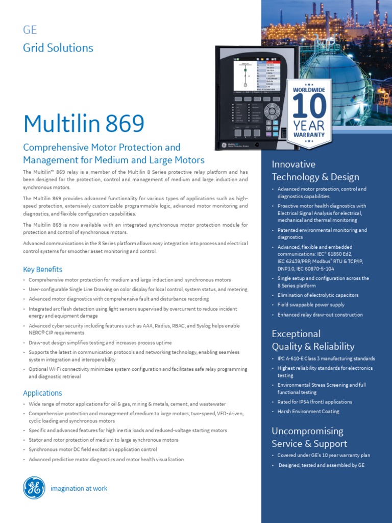 Multilin 869: Grid Solutions | PDF | Electric Motor | Relay