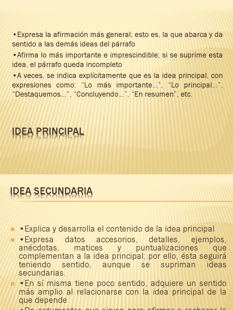 Idea Principal | PDF | Oración (Lingüística) | Comunicación