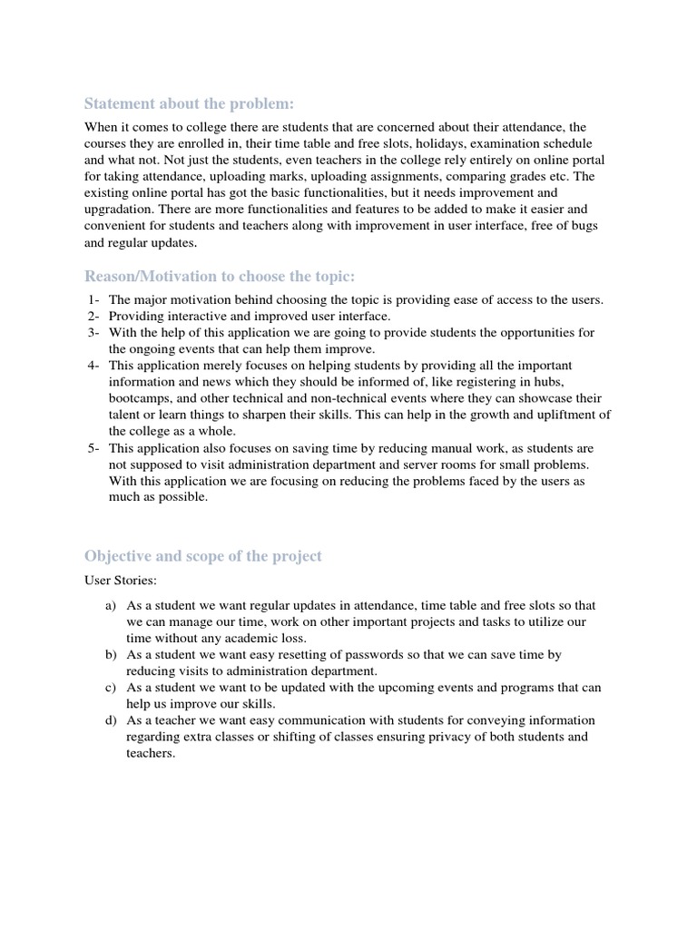 Automated Student Portal Problem Statement | PDF
