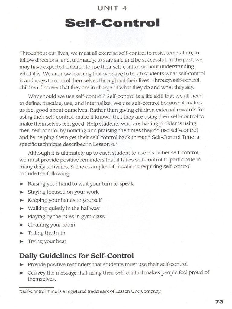 Daily Guidelines For Self-Control | PDF | Self Control | Self-Management