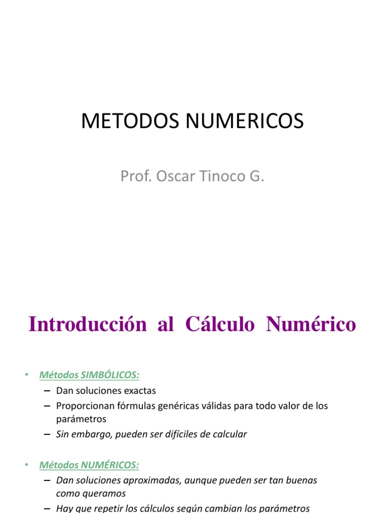 Clase 01 METODOS NUMERICOS 2019 | PDF | Análisis numérico | Función continua
