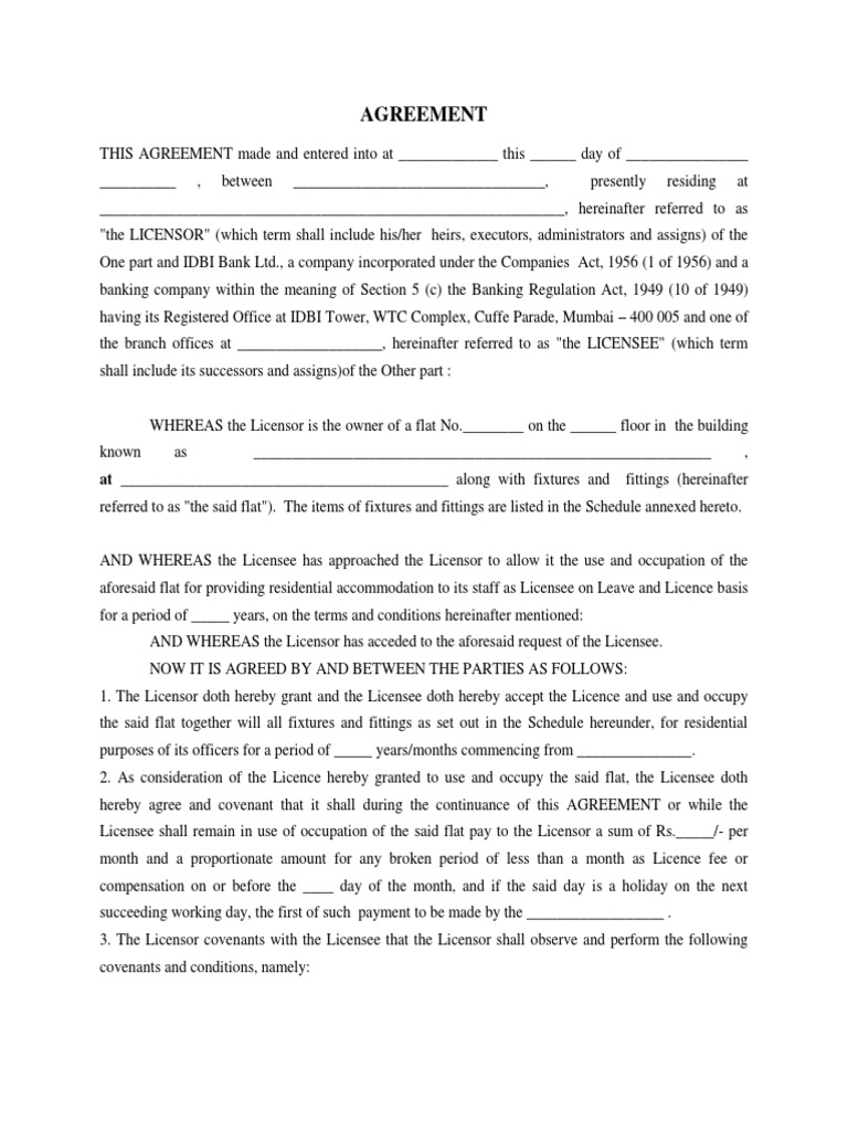 Agreement Format | PDF | License | Private Law