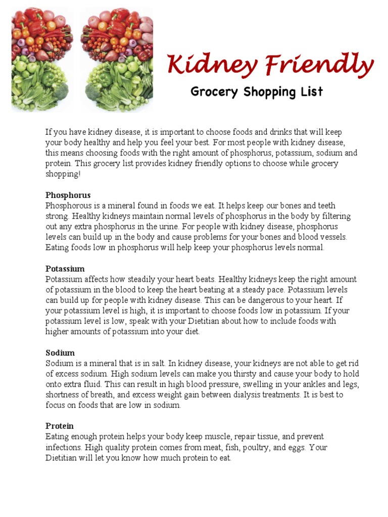 Kidney-Friendly Grocery List Guide | PDF | Salad | Mustard (Condiment)