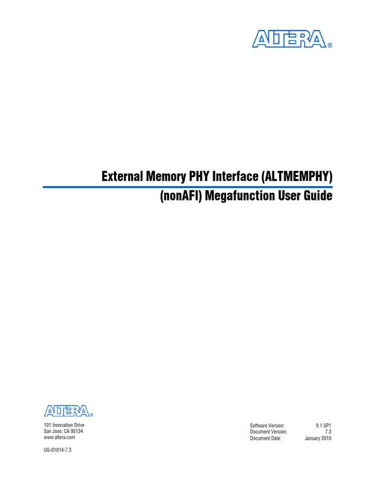 External Memory Phy Interface (Altmemphy) (Nonafi) Megafunction User ...