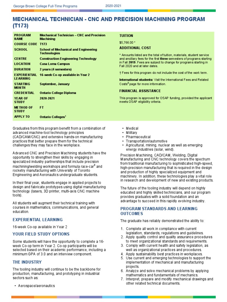 CNC and Precision Machining Program | PDF | Numerical Control ...