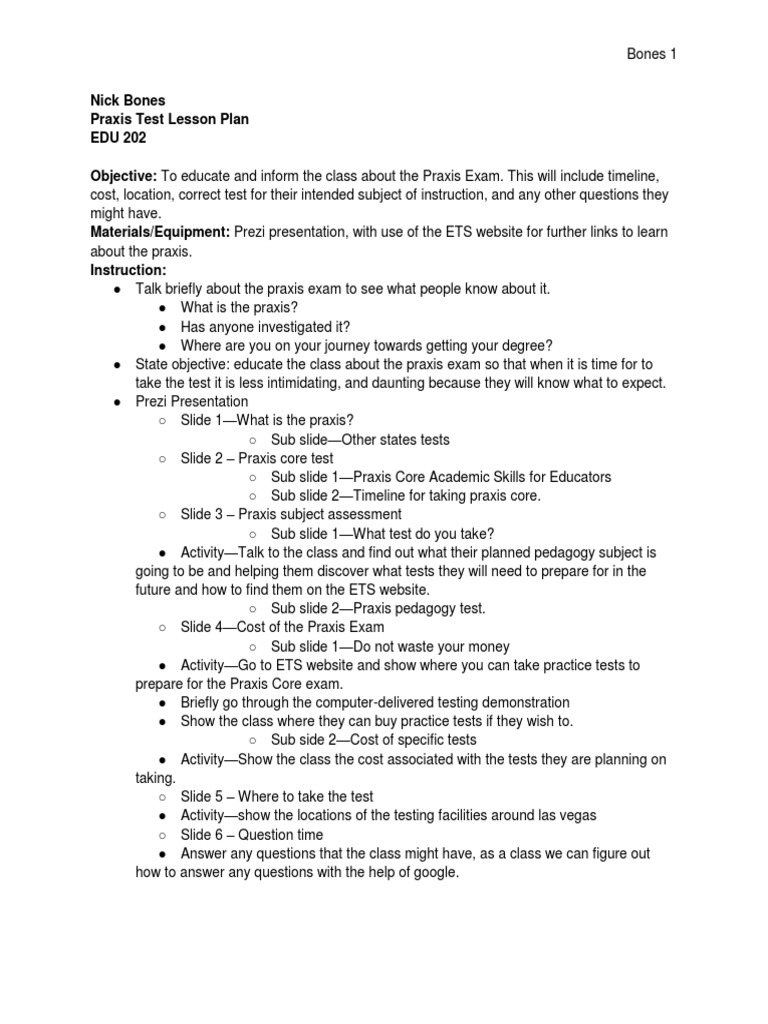 Praxis Exam Overview and Preparation | PDF | Test (Assessment) | Lesson ...