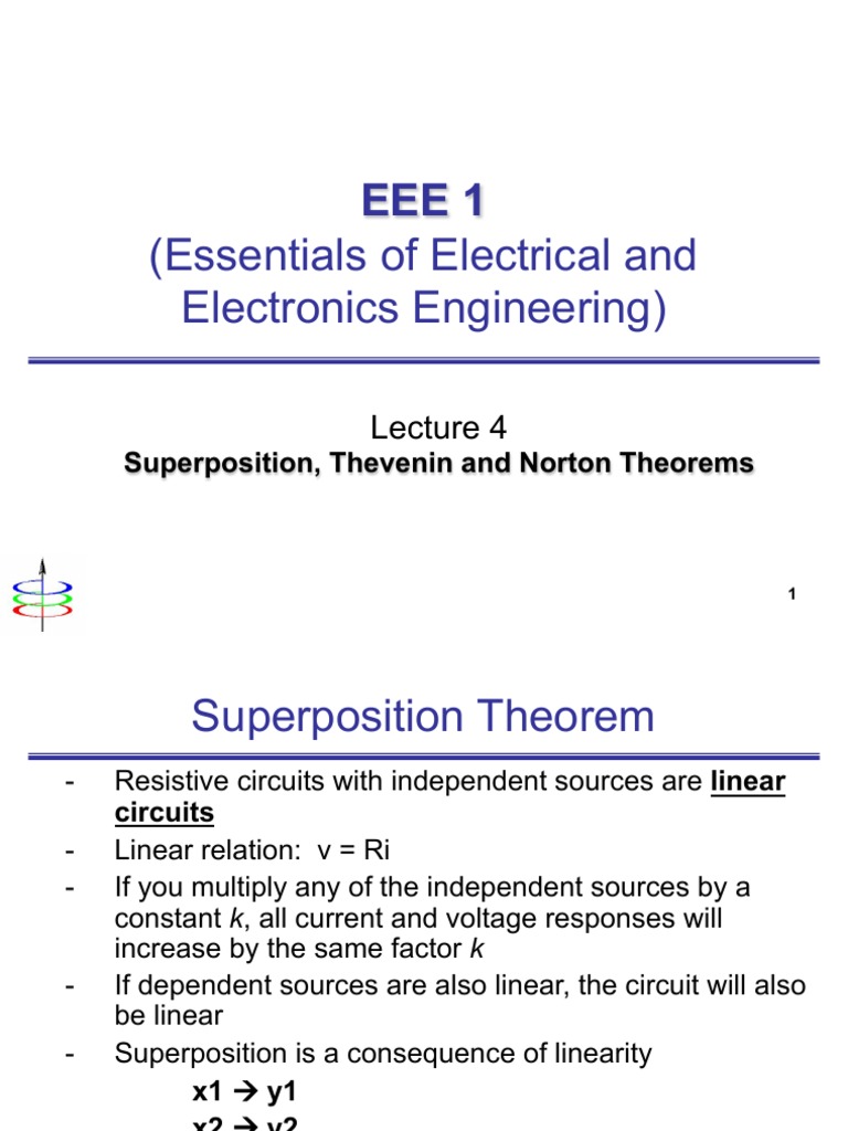 Eee1 - Lecture04 Superposition and Thevenin | PDF | Electrical Network | Force