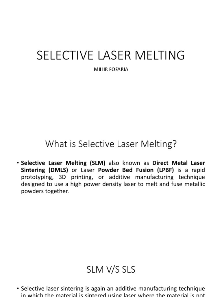 Selective Laser Melting | PDF | Procedural Knowledge | Chemical Product ...