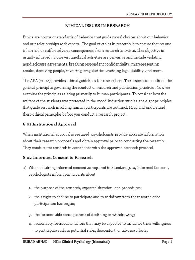 Ethical Issues in Research | PDF | Informed Consent | Deception