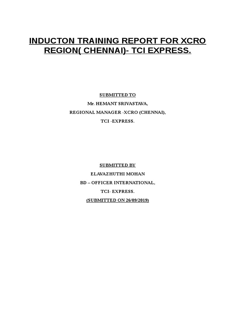 Induction Report 123.odt | PDF | Cargo | Invoice