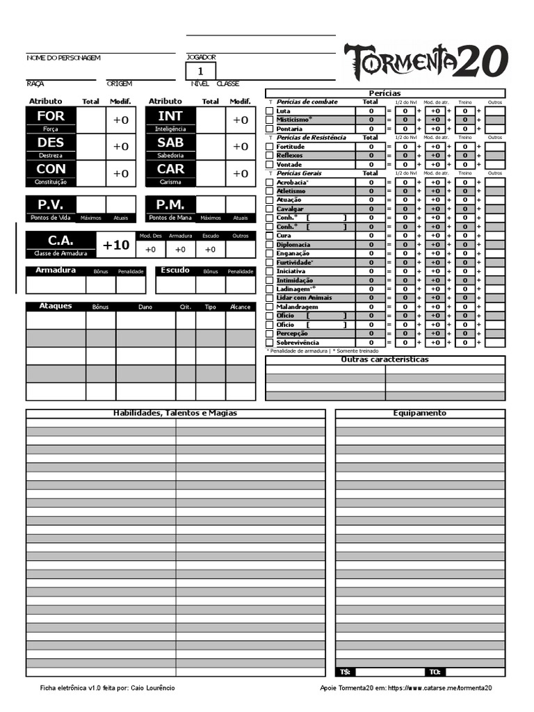 Ficha T20 | Download grátis PDF | Jogos | Videogames