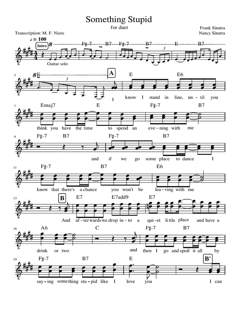 Something Stupid For Duet Singers-Frank Sinatra and Nancy Sinatra ...