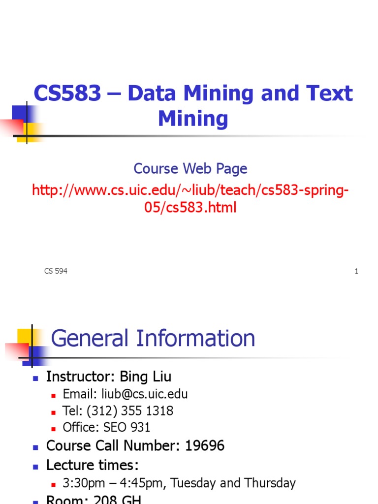 CS583 - Data Mining and Text Mining | PDF | Data Mining | Computer Science