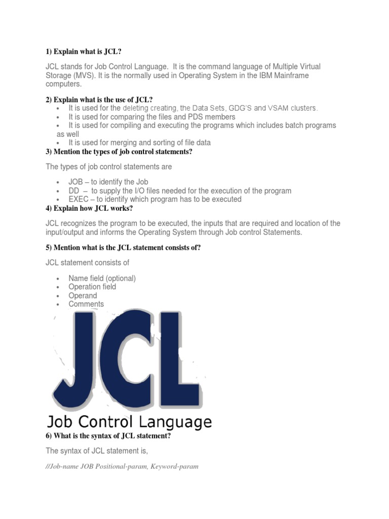 JCL Interview Questions | PDF | Information Technology Management | Computer Programming