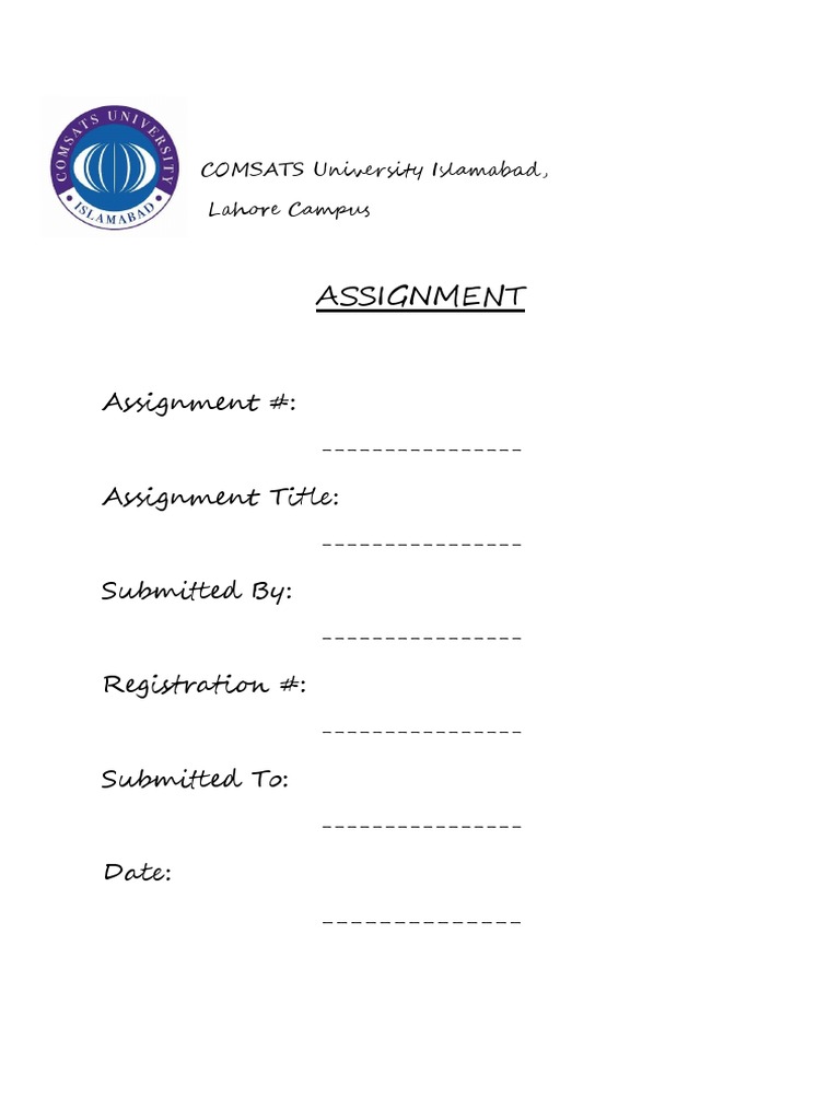 COMSATS Assignment Cover Page Template | PDF