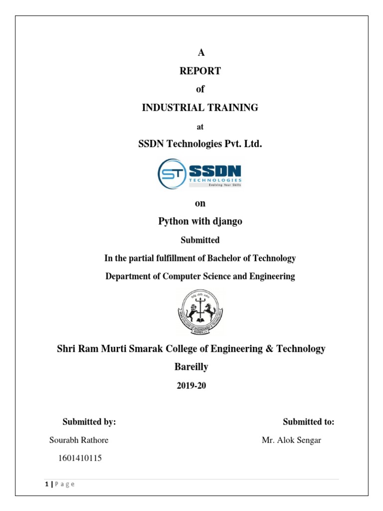 Industrial Training Reports | PDF | Python (Programming Language) | Computer Engineering