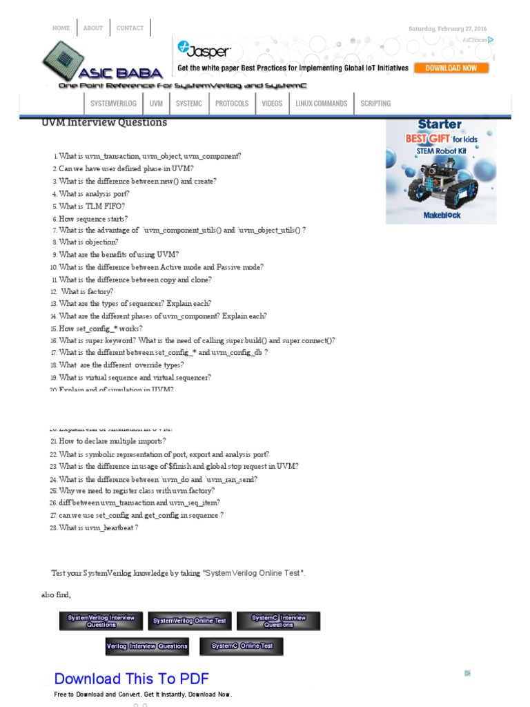 Uvm Interview Questions Systemverilog Uvm Systemc Protocols Videos Linux Commands Scripting