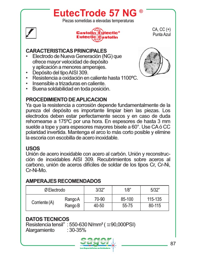 Eutectrode 57NG | PDF