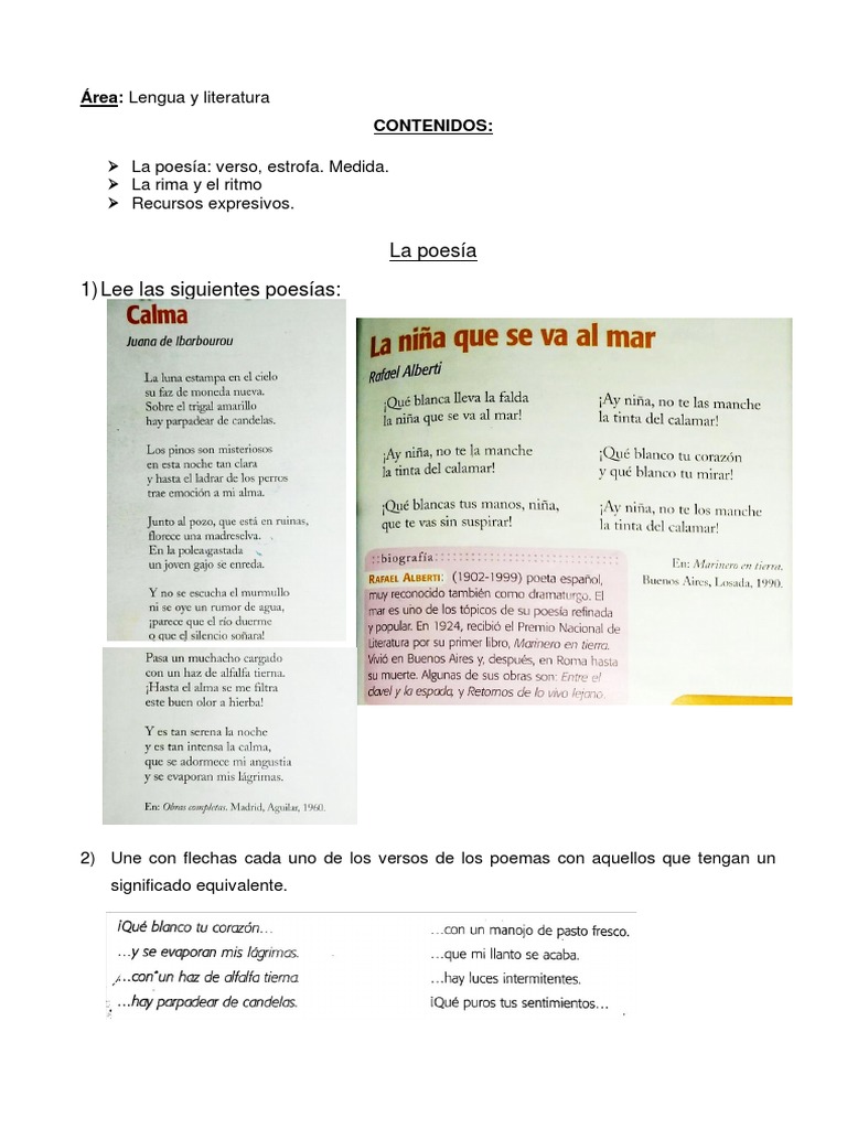 Actividades de Lengua Poesia | PDF | Metro (poesía) | Poesía