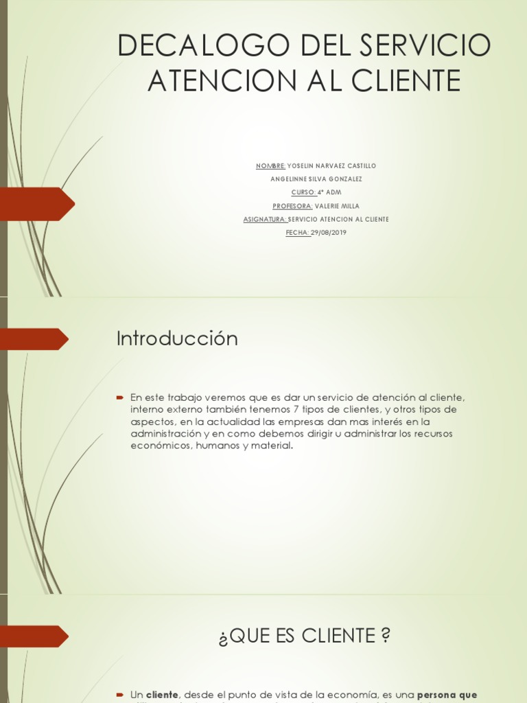Presentación | Descargar gratis PDF | Servicio al Cliente | Cliente