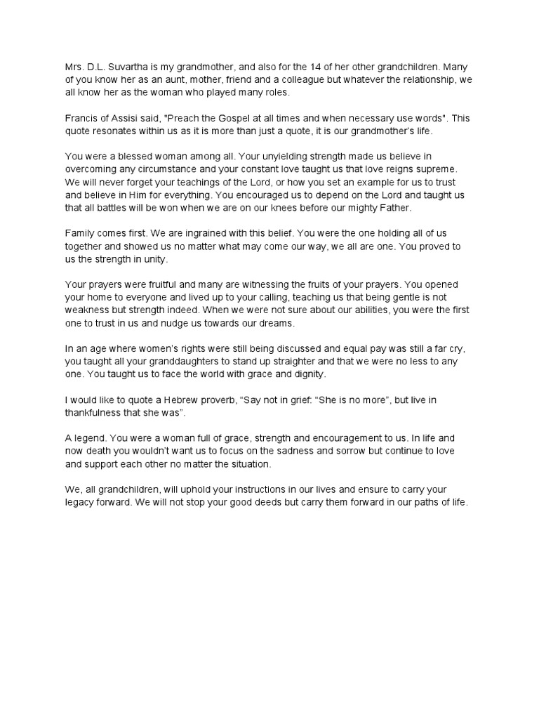 Funeral Tribute Pdf Love Religious Behaviour And Experience