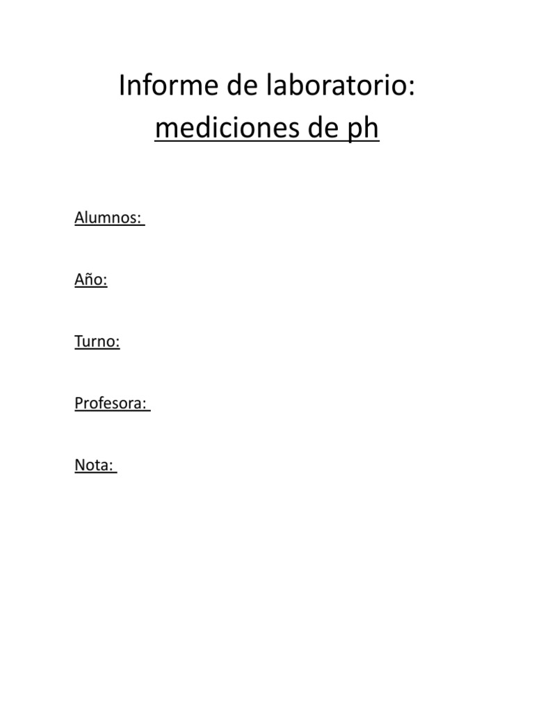 Informe de Laboratorio PH | PDF | Ácido | Ph
