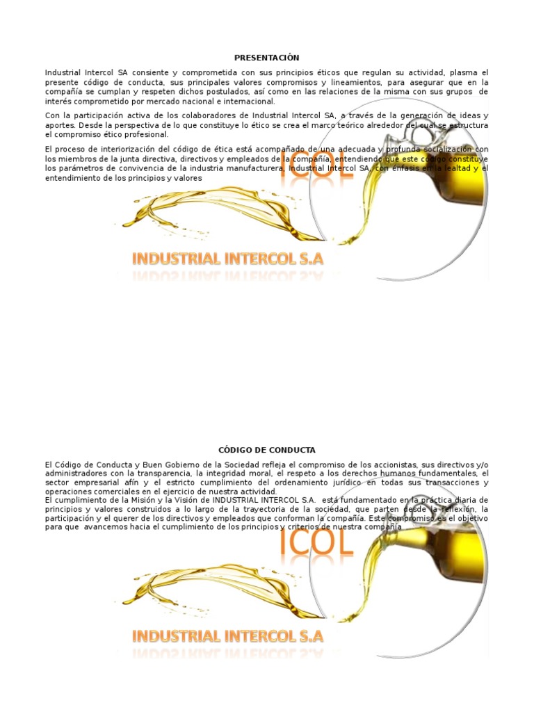 Mision y Vision Intercol S.A. | PDF | Calidad (comercial) | Sustentabilidad