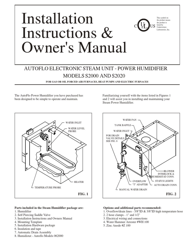Installation Instructions & Owner's Manual: Autoflo Electronic Steam ...