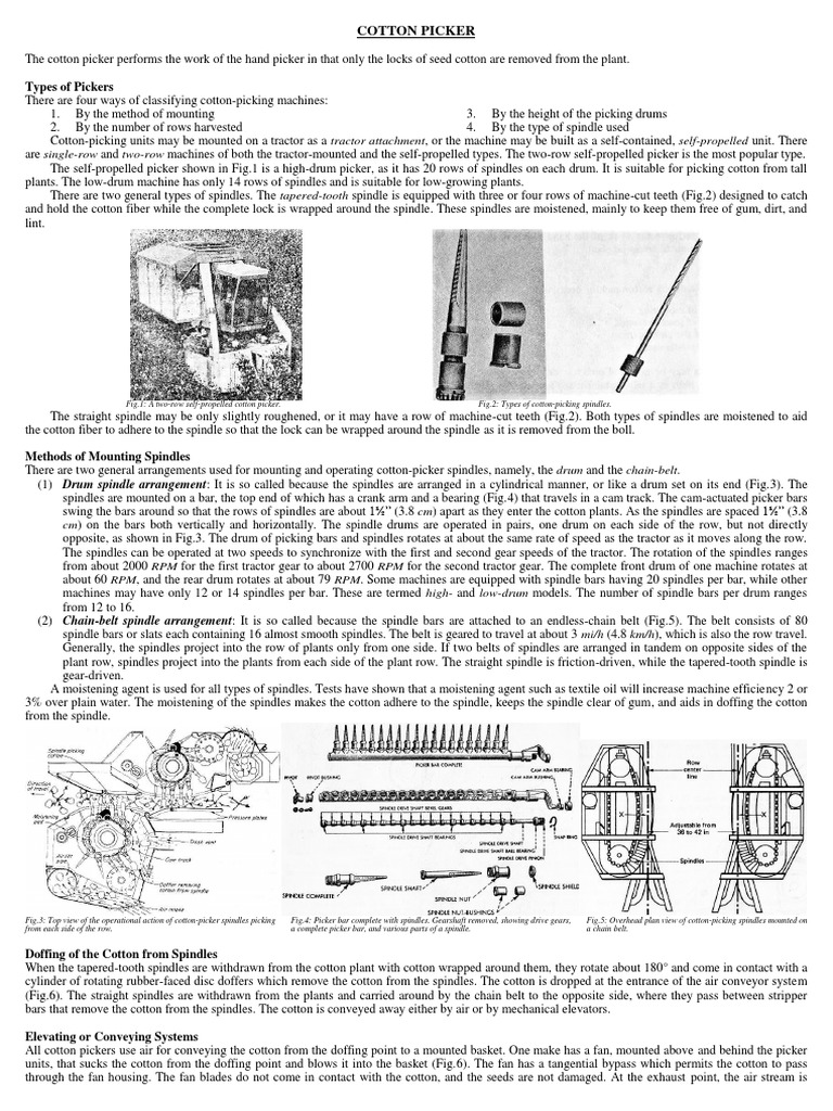 Types of Pickers: Cotton Picker | PDF | Tractor | Belt (Mechanical)