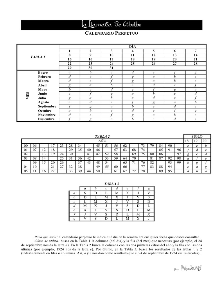 Calendario Perpetuo PDF | PDF