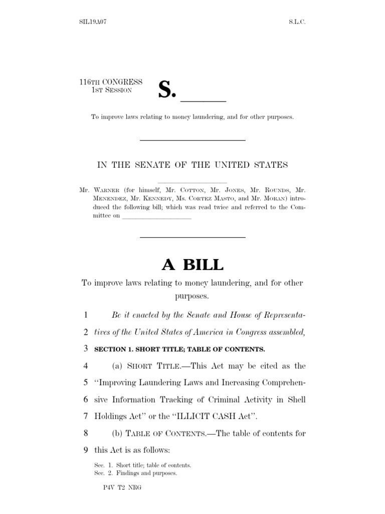 ILLICIT CASH Act, As Introduced | PDF | Money Laundering | U.S ...