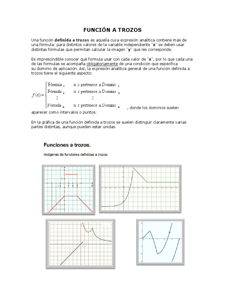 Funciones a Trozos: Definición y Gráficas | PDF