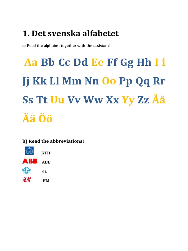 Aa Ee Ii Oo Uu Yy Åå Ää Öö: BBCCDD FFGGHH JJKKLLMMNN PPQQRR Ss TT ...