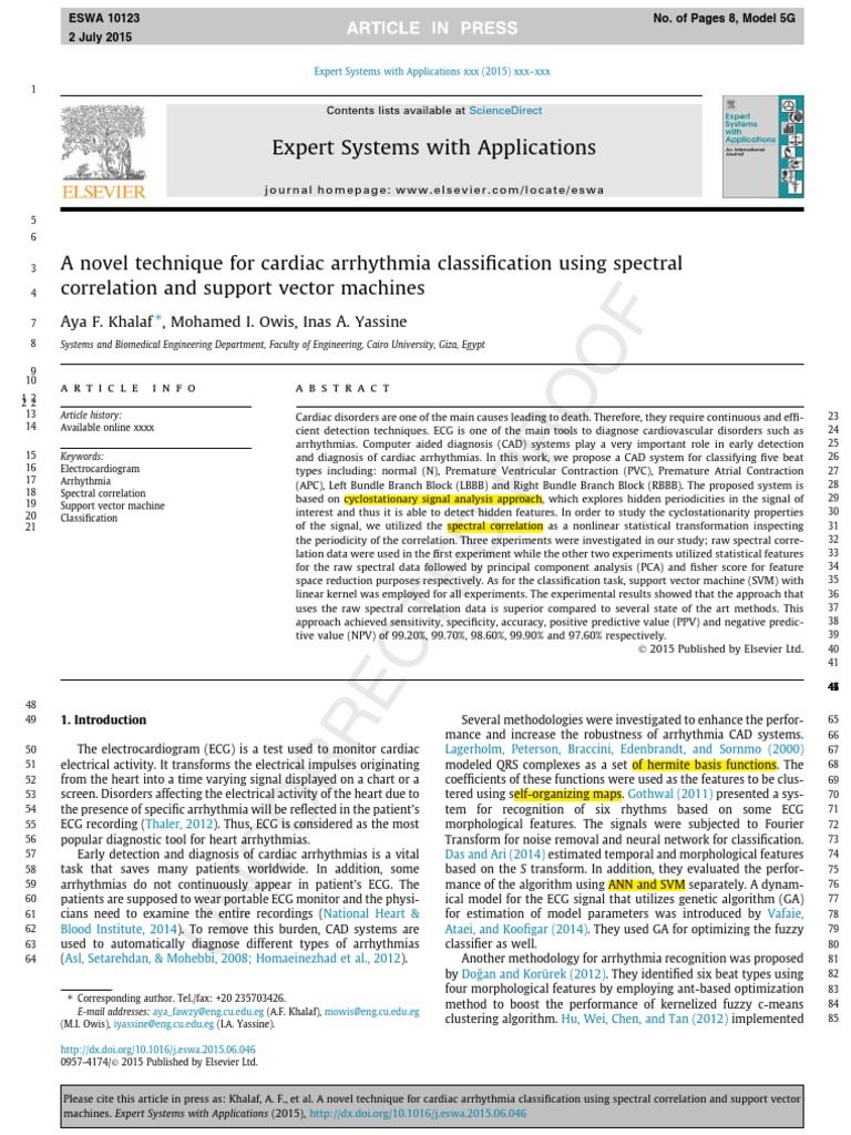 A Novel Technique For Cardiac Arrhythmia Classification Using Spectral ... A Novel Technique For Cardiac Arrhythmia Classification Using Spectral ...