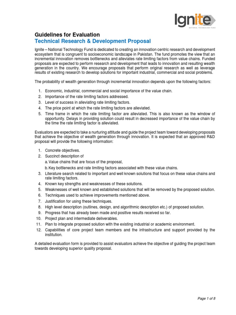 Technical R D Evaluation Form | PDF | Evaluation | Innovation